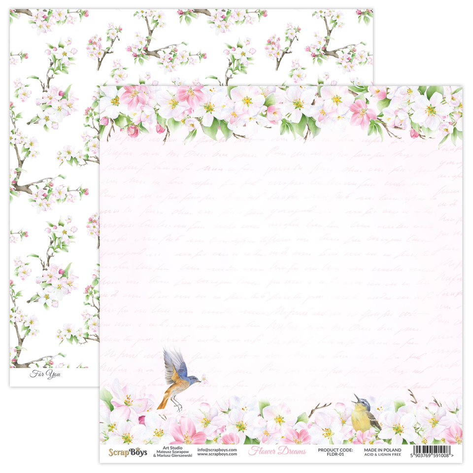 Double-sided scrapbooking paper set 6"x6", 24 sheets, Flower Dreams ...