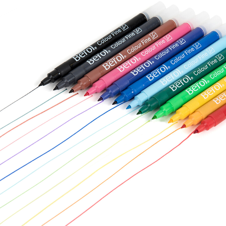 Berol Colour Broad or Fine Fibre Tip Markers - Choice of 12 Colours ...