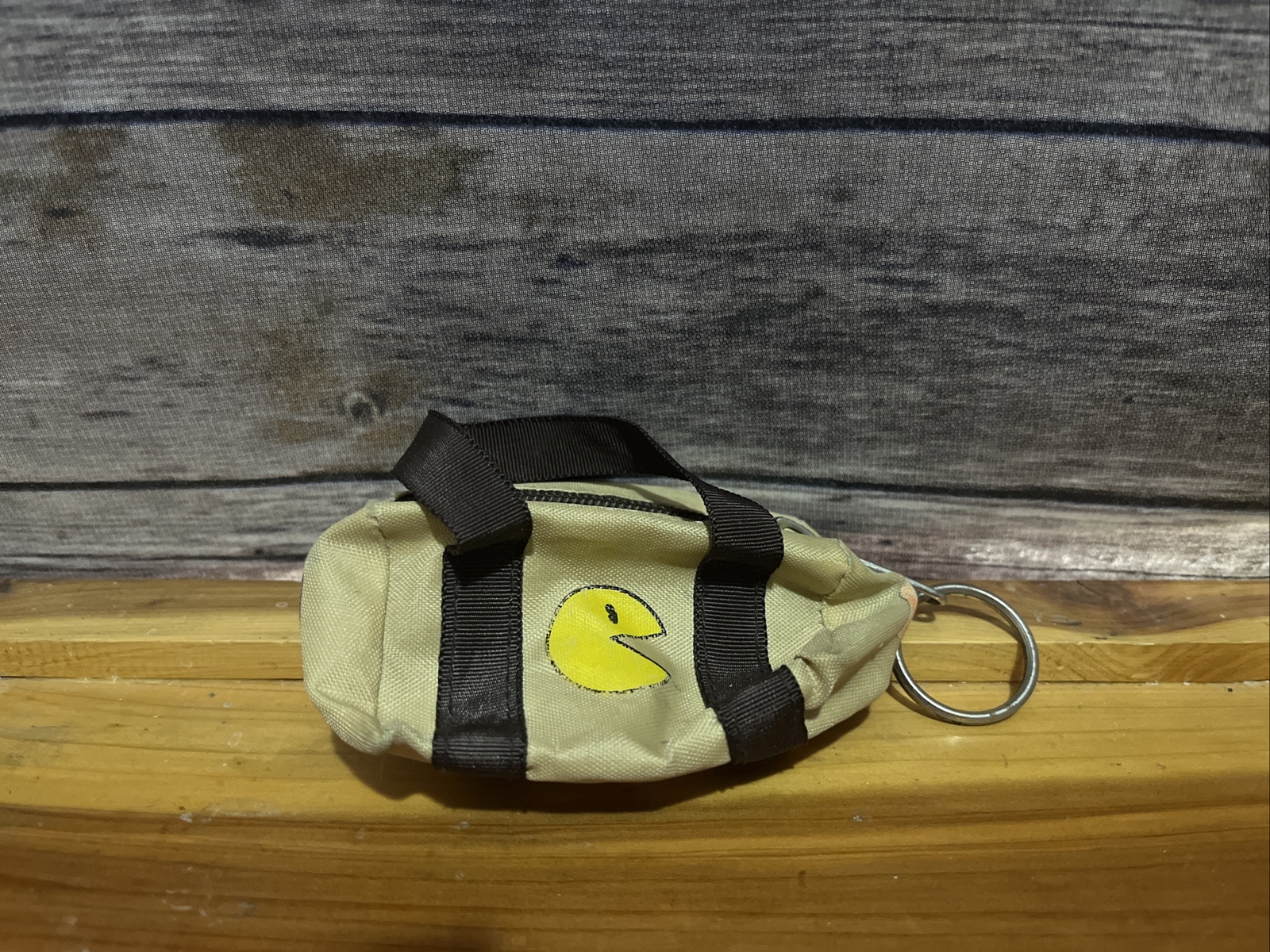 VTG Pac-man Beige MINI Zippered Nylon Duffle Bag Keychain/Keyring ...