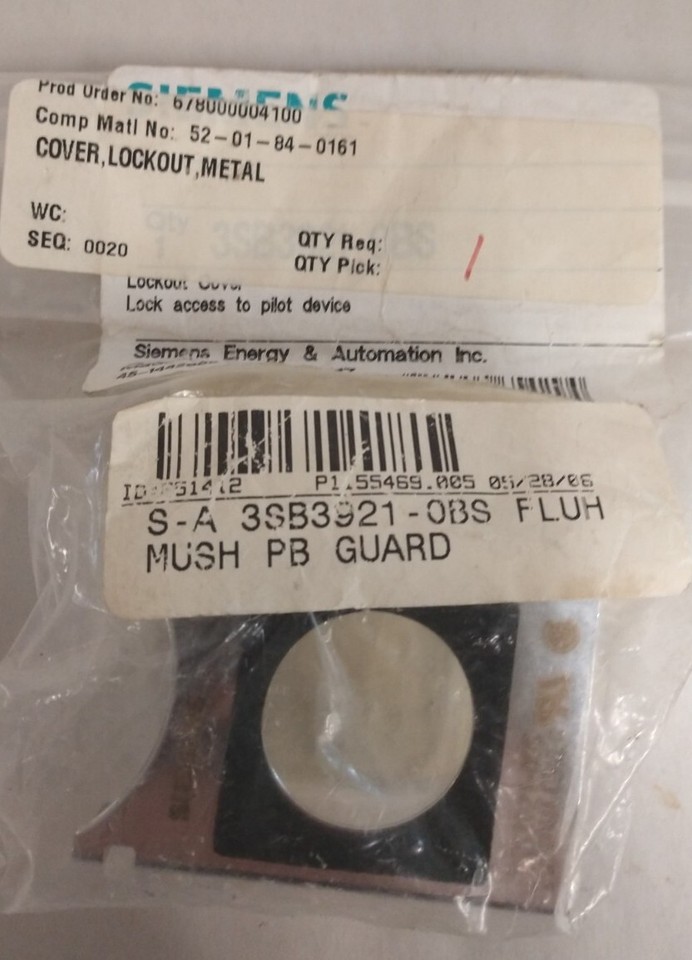 Siemens - Metal Lockout Cover - 3SB3921-OBS | eBay