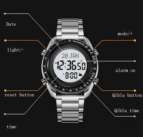 SKMEI Watch for Men Muslim Azan Prayer Qibla Multifunctional Digital ...
