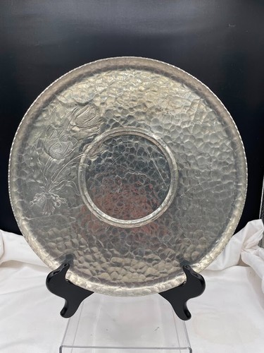 Rodney Kent Hammered Aluminum Platter Plate Tray Round with Tulips #460 ...