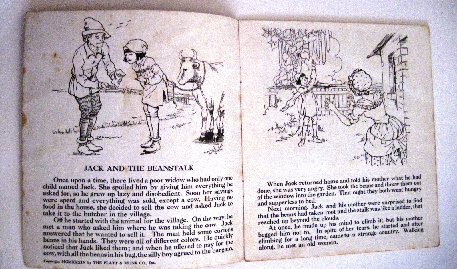 1934 "Jack & Beanstalk" Child's Book -Platt & Munk Illust. by "EULALIE ...