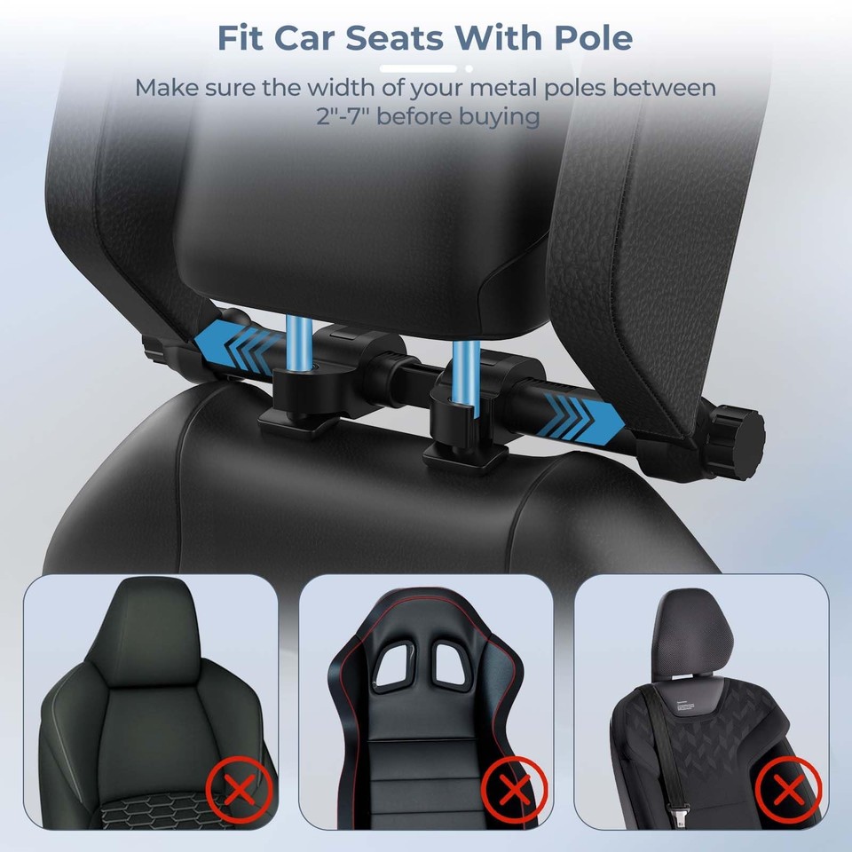 Adjustable Car Headrest Pillow, Road Pal Headrest, U-Shaped Travel ...