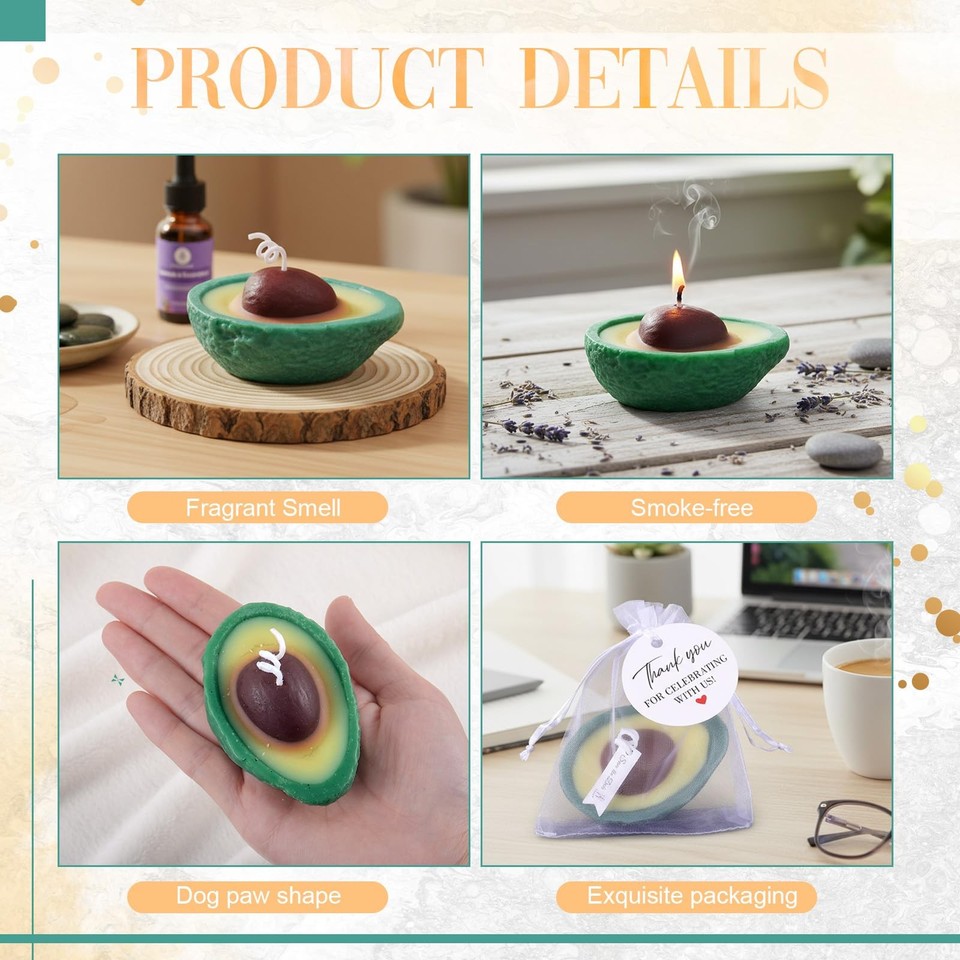 12 Sets Avocado Shaped Candle for Guests Avocado Candles Wedding ...