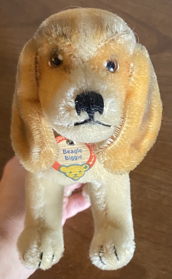 RARE STEIFF Biggie Beagle Dog 1950s standing 7” Mohair ALL ID Vintage ...