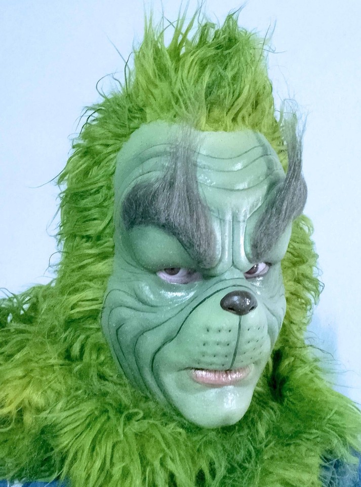 The Grinch Latex Mask Yellow Green, Jim Carrey movie, Christmas Green ...