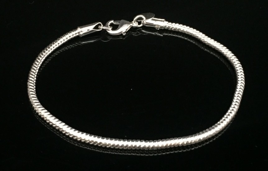 925 Sterling Silver plated Snake Link Chain Charm Bracelet Anklet Rope ...