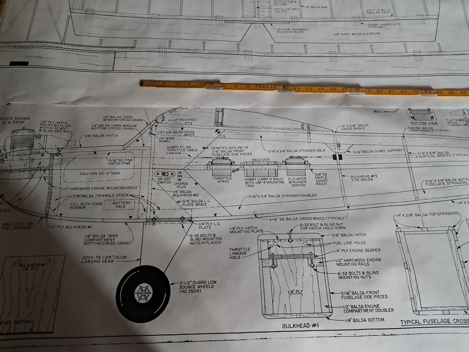 Model Airplane Large Printed Plan RC Scale Plane Drawing Rcm Srnior ...