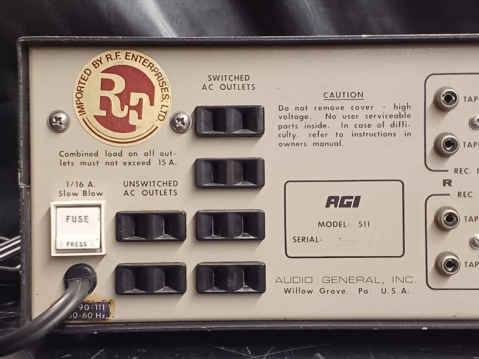 AGI MODEL 511 Stereo Preamplifier Tested from Japan JP Works MG01 6.5 ...
