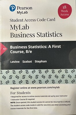 Student Access Code Card Mylab Business Statistic 18 Week Access | eBay