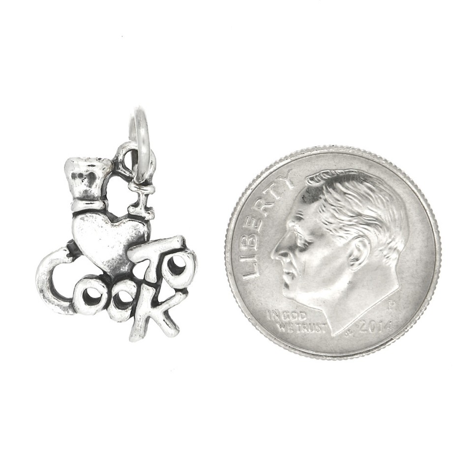 Sterling Silver I Love to Cook with Chef Hat Charm or Pendant | eBay