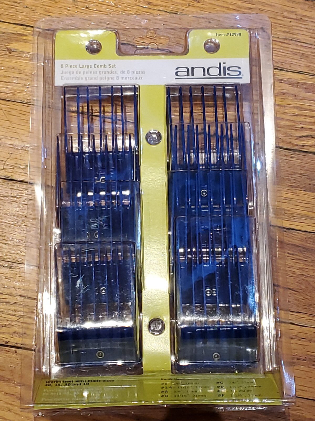 Andis #12990 8 Piece Large Comb Clipper Guard Set, Detachable Blue ...