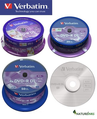 Verbatim Dual Layer DVD+R Double DL Blank Media 8x 8.5GB Various Discs ...