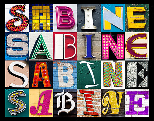 SABINE Name Poster featuring photos of actual sign letters | eBay