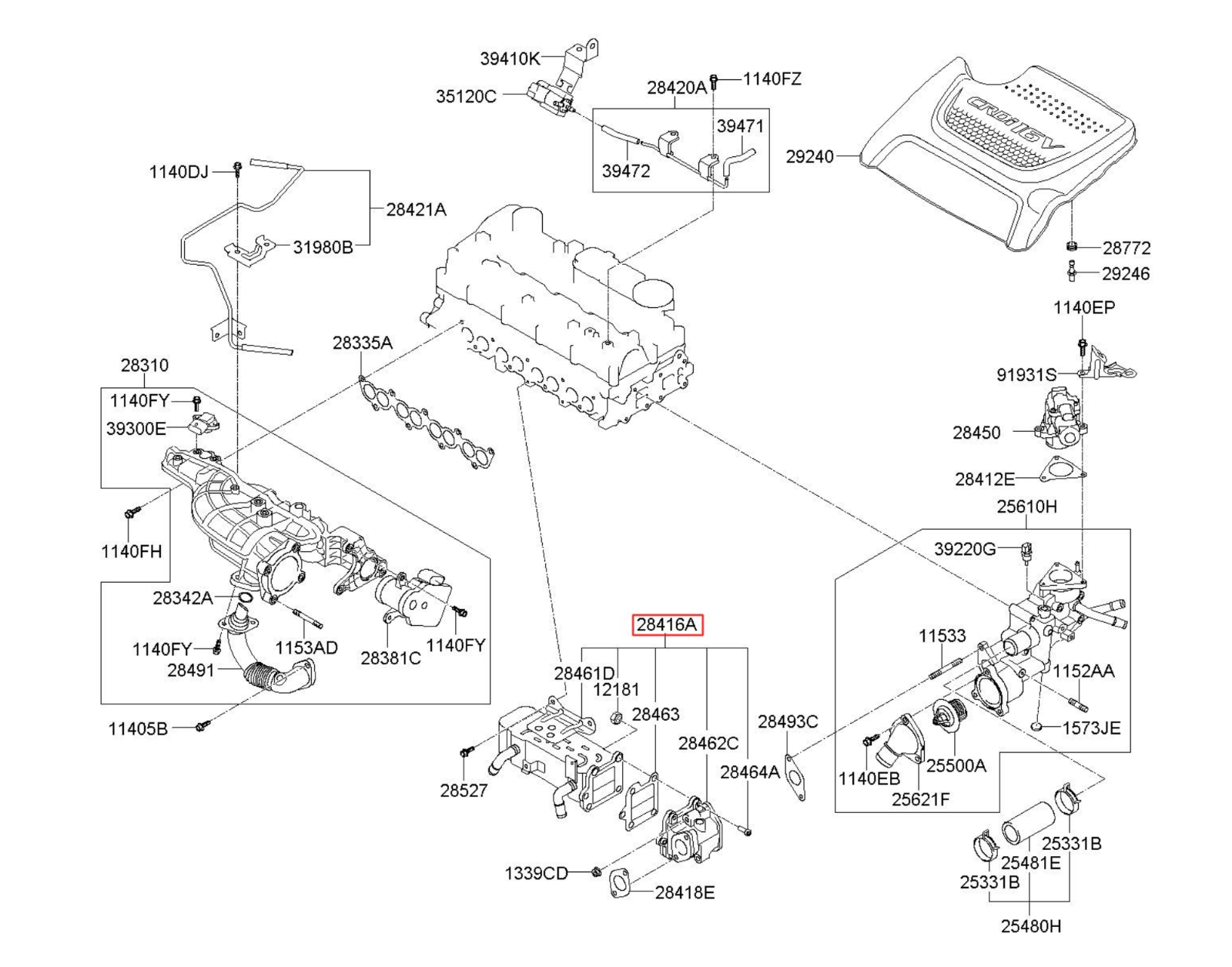 OEM 28416-2A780 Diesel EGR Valve Cooler Facelift for Hyundai Elantra ...