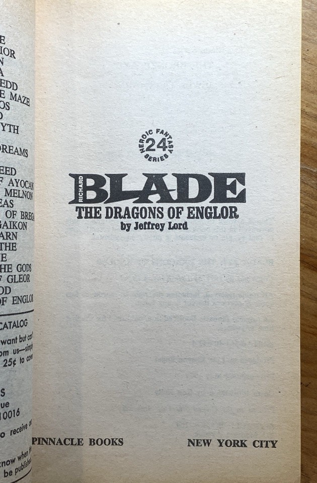 BLADE #21-27 - Lot of 7 vintage pbs by Jeffrey Lord - heroic fantasy ...