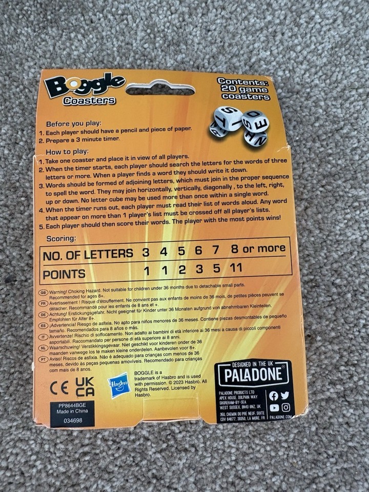 Boggle Coasters New and Boxed Word Search Game Parker Brothers | eBay UK