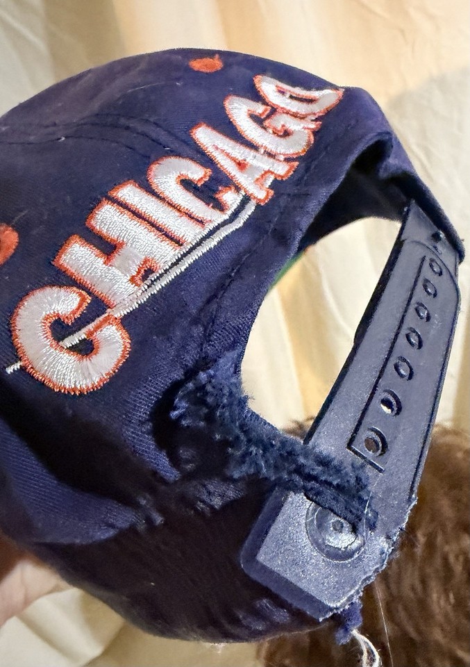 VTG Chicago Bears NFL Script Snapback Hat Blue | eBay