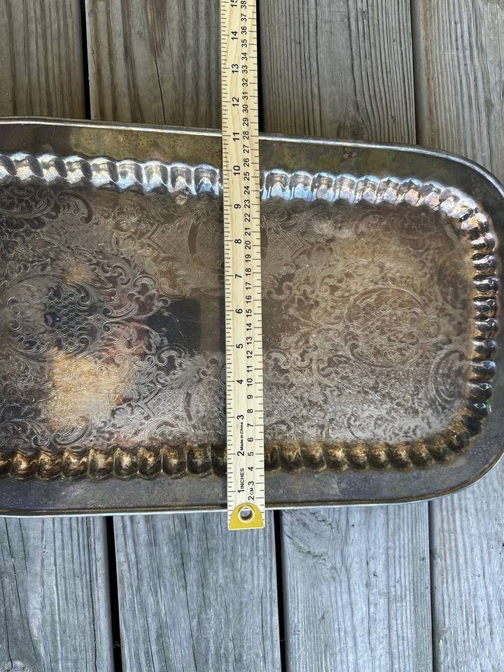 Vintage Large Leonard Footed Silver Platter Butler Serving Tray Silver ...