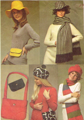 1960s Simplicity 8468 Vintage Sewing Pattern Hats and Handbag Purse ...