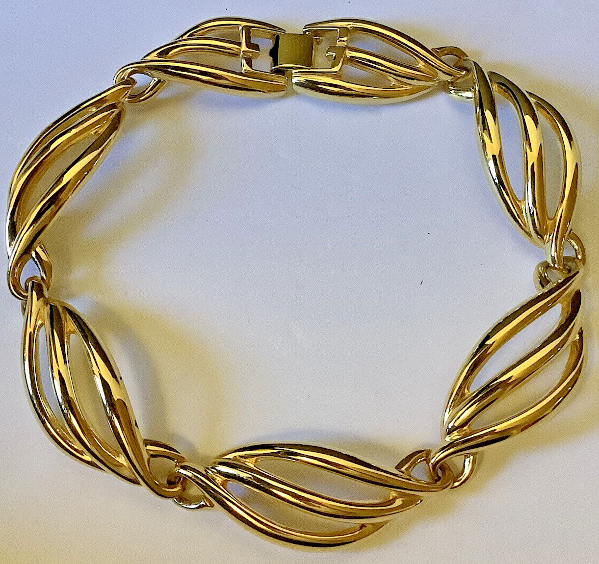 Huge Gold Tone Vintage Segmented STATEMENT Necklace c… - Gem