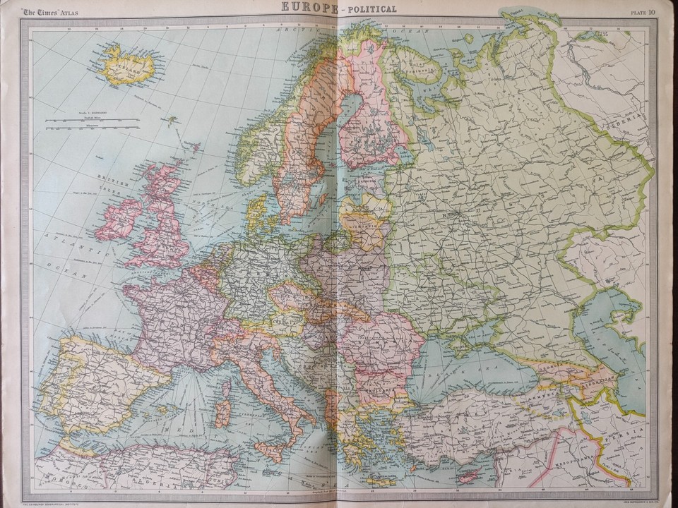 VINTAGE ORIGINAL MAP-FROM "THE TIMES ATLAS OF THE WORLD"-EUROPE ...