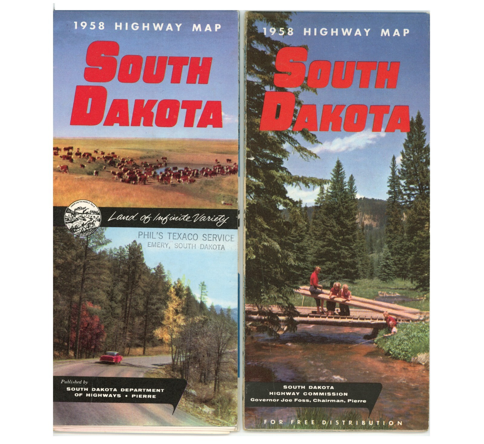 Vintage 1958 South Dakota Official Road Map – State Highway Dept ...
