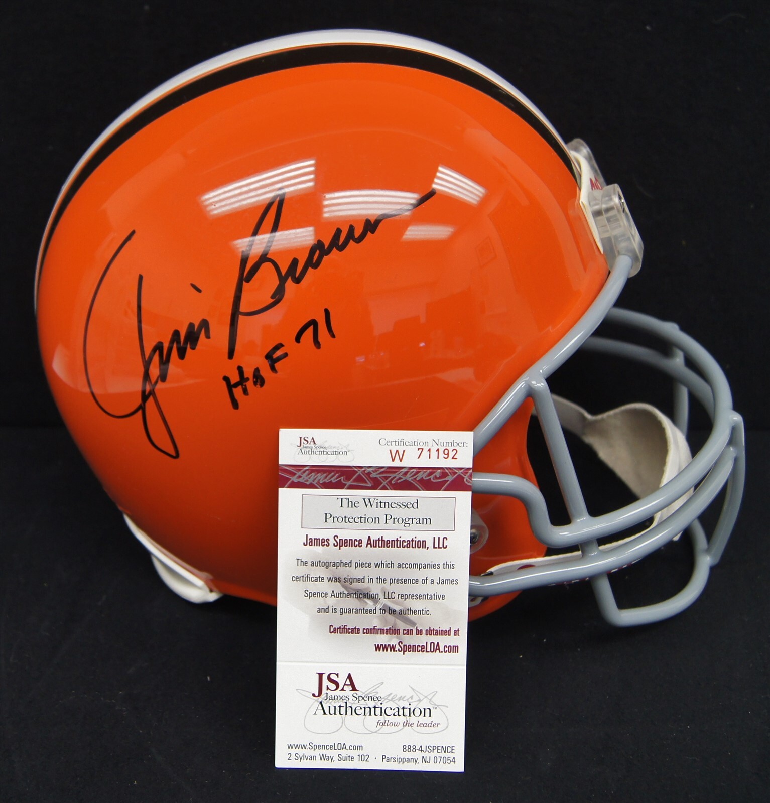 JIM BROWN SIGNED Replica Full Size Helmet JSA WITNESSED WPP HOF 71 ...