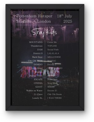Stray Kids London 2025 Setlist Poster BOTH DATES AVAIL A1-5 Frame ...