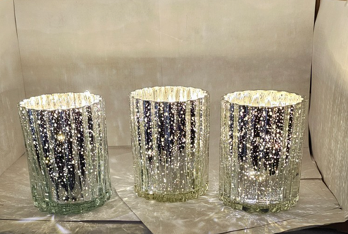 3 SILVER LITE UP GLASS VESSELS by Val from QVC | eBay