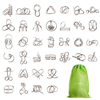 36 Metal Brain Teasers Adult Kids Puzzle Crafts Ring Educational Fidget ...