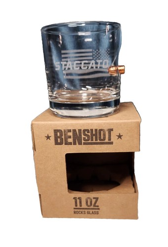 Ben Shot 11oz Rock Glass Unique Drinking 2 Glasses With Bullet Made In ...
