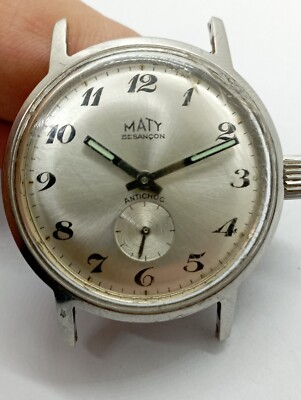 Vintage MATY Watch ALL STAINLESS STEEL Cal. FE 233-60 France Ebauche ...