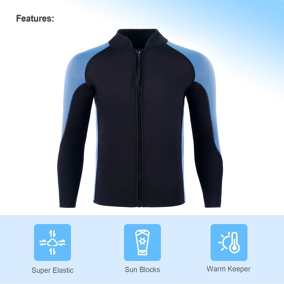 INTBOSS 2mm Men's Wetsuit Top Long Sleeve Jacket Scuba Surf Swim Dive ...
