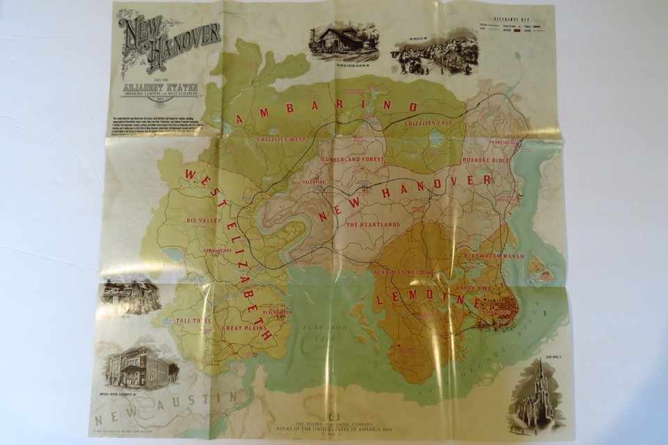 Red Dead Redemption II 2 Double-Sided Map New Hanover / New Austin Xbox ...