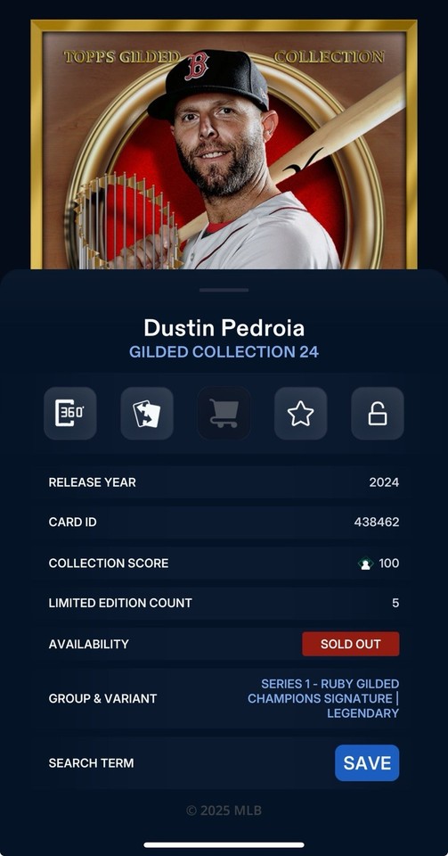 TOPPS BUNT DIGITAL 2024 RUBY GILDED CHAMPIONS DUSTIN PEDROIA AUTO 5CC LEGENDARY | eBay