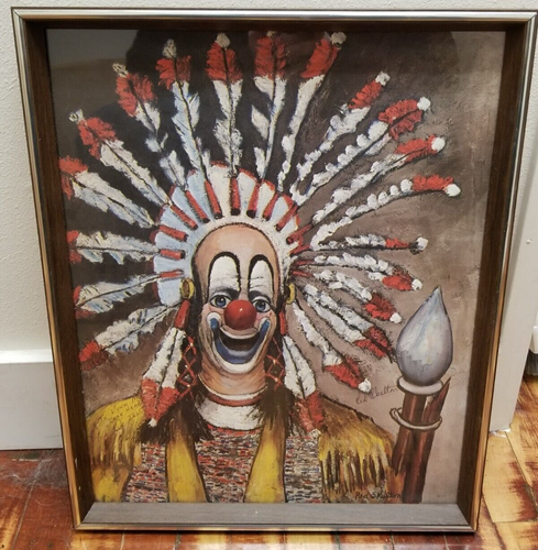 RED SKELTON Indian Clown Native American head dress - Signed Twice | eBay