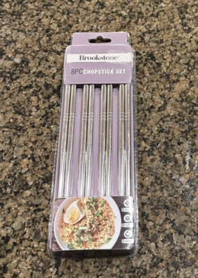 Brookstone 8 Piece Stainless Steel Chopstick Set 9" Length | eBay