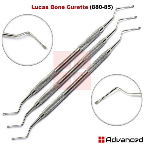 3 Pcs Lucas Bone Curettes 2.4mm Periodontal Extraction Cyst Removal ...
