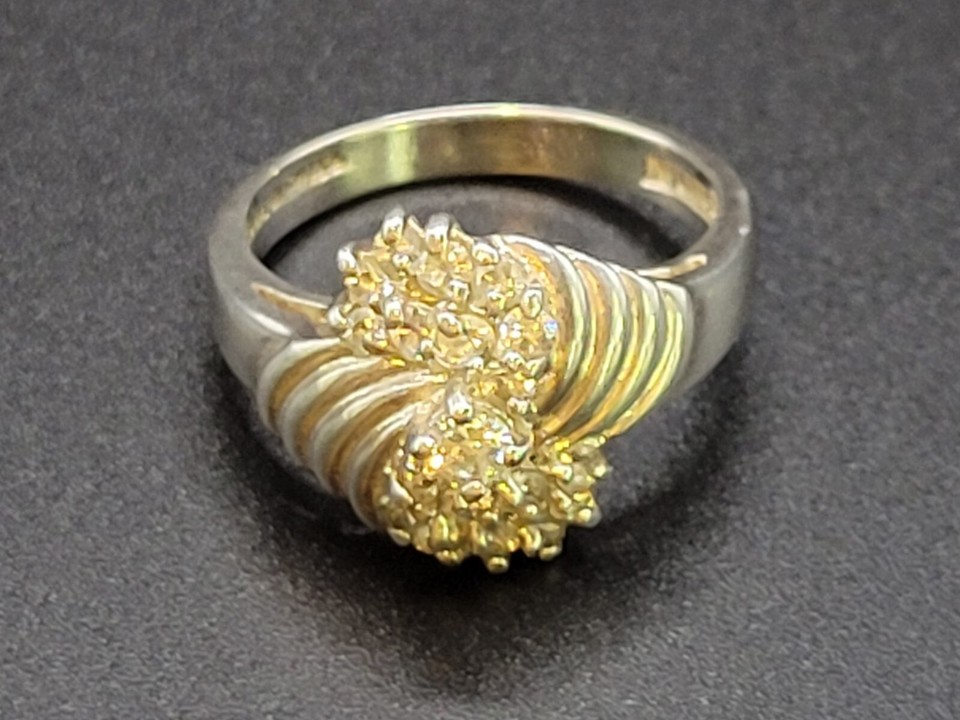 Vintage LIND Silver Plate SP Rhinestone Cluster Ring SIZE 8 Chic ...