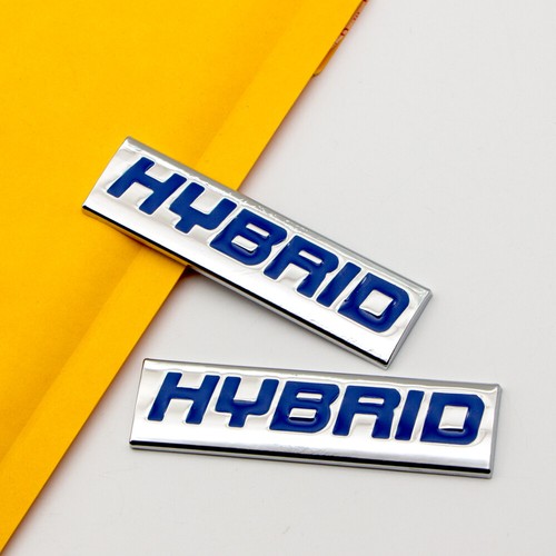 2Pcs Blue Metal Side Fender HYBRID Emblem Logo Car Trunk Sports Badge ...