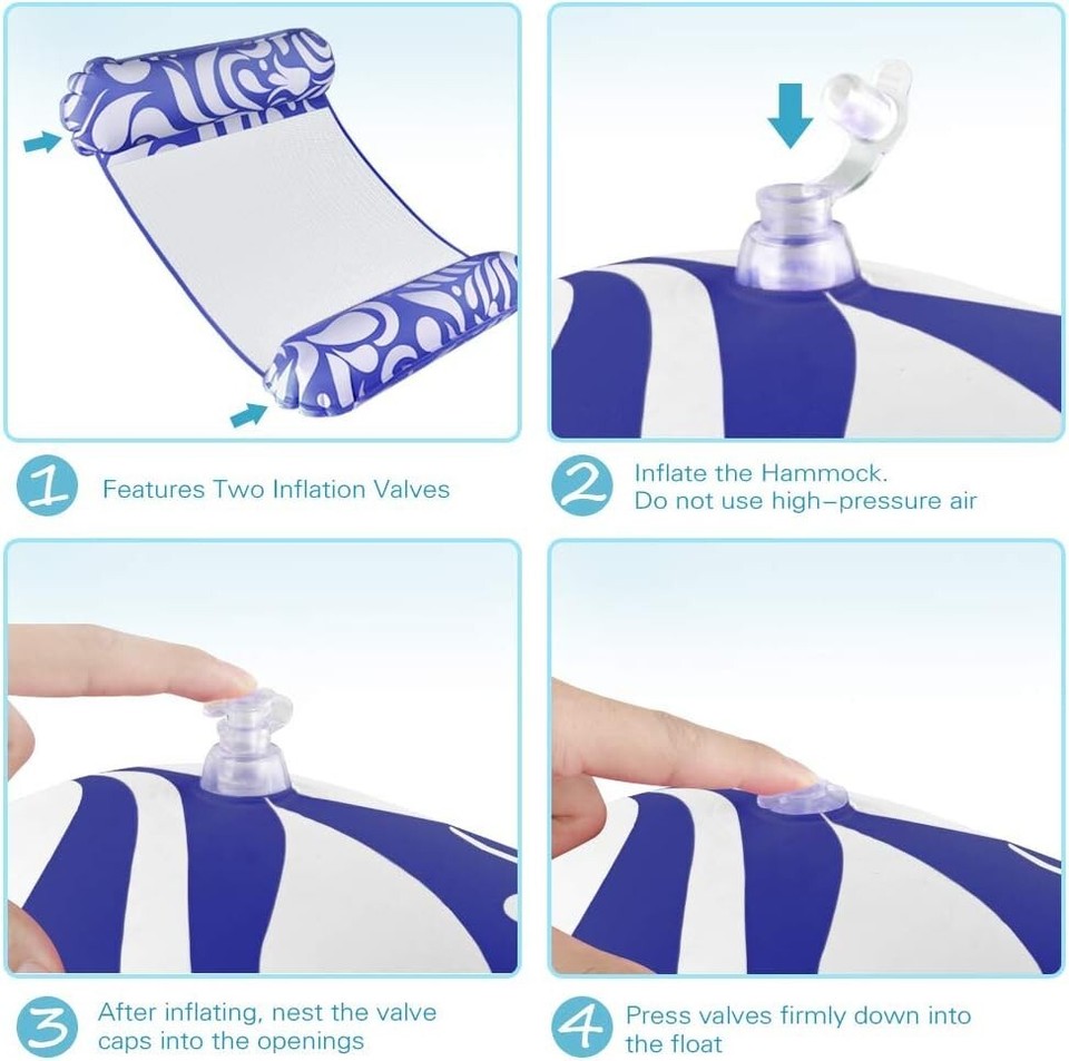 Inflatable Pool Float Water Hammock - 2Pack Multi-Purpose Swimming Pool ...