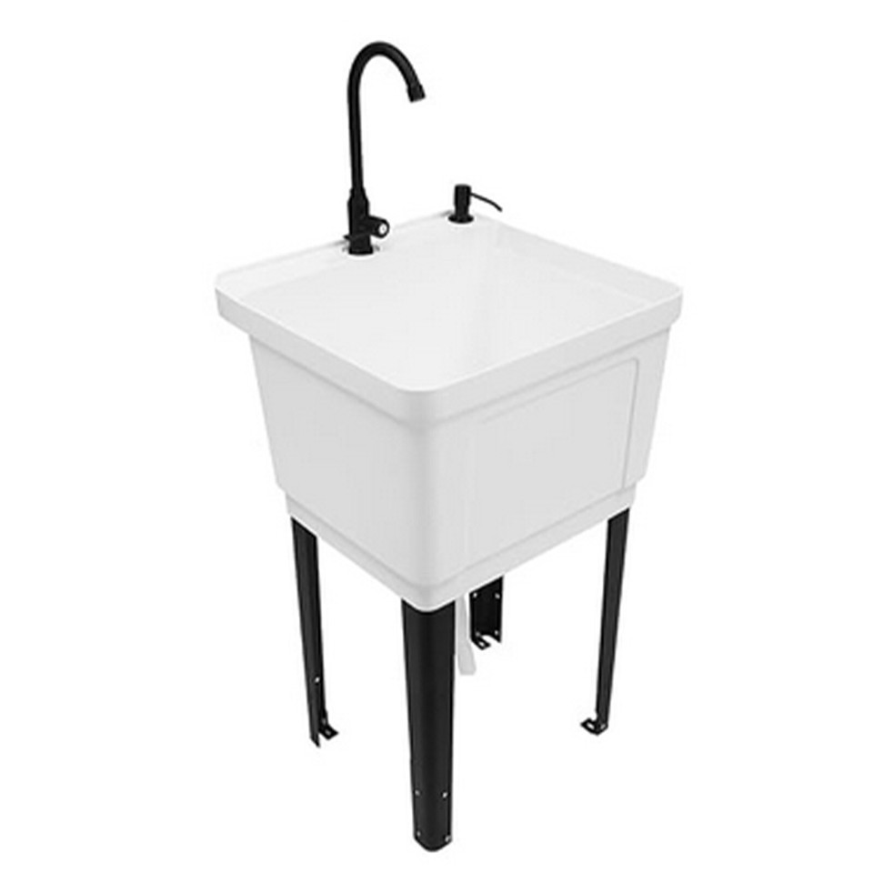 Freestanding Plastic Utility Sink Laundry Tub Laundry Sink with Faucet ...