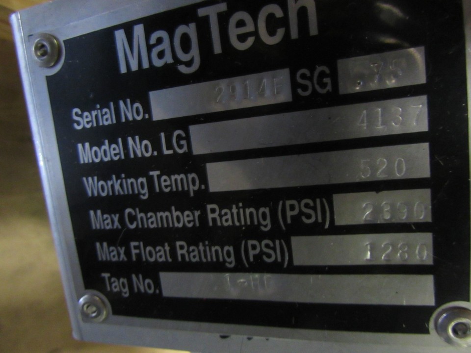 MAGTECH LIQUID LEVEL GAUGE MODEL LTM-100 / LG6 B 1500#-1.000-520-807-24 ...