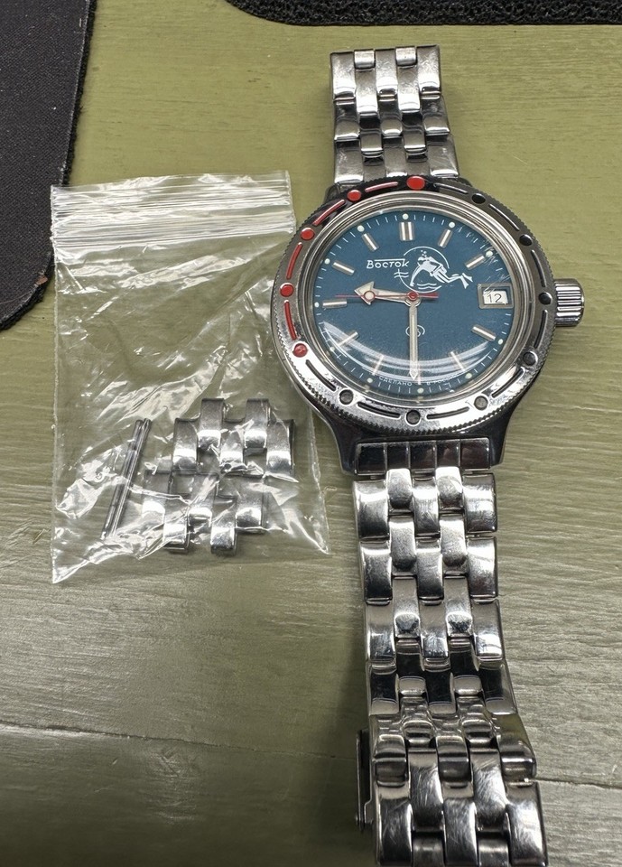 Vostok Amphibia Automatic Blue Dial Diver 200m Stainless Steel Bracelet ...