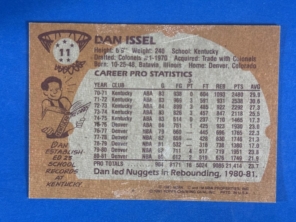 1981-82 Topps #11 Dan Issel Denver Nuggets VG (Wax on back) | eBay