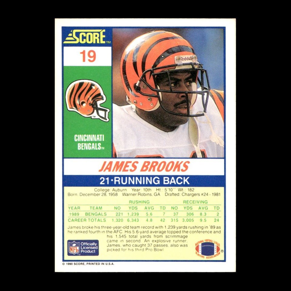 James Brooks 1990 Score Cincinnati Bengals #19 Set Break GM | eBay