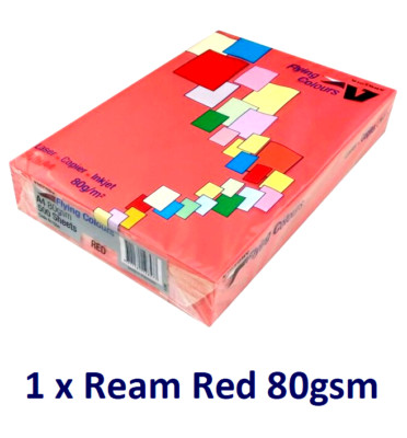 VICTORY FLC155N Flying Colours A4 Copy Paper RED 80gsm Ream 500 Sheets ...