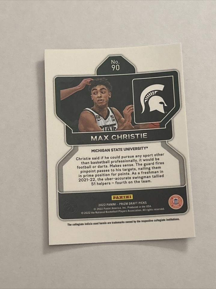 2022 Panini Prizm Draft Picks Rookie #90 Max Christie Michigan StateRC ...